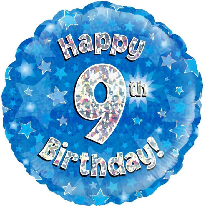 Happy 9th Birthday Blue Holographic Foil Balloon – Party Shop