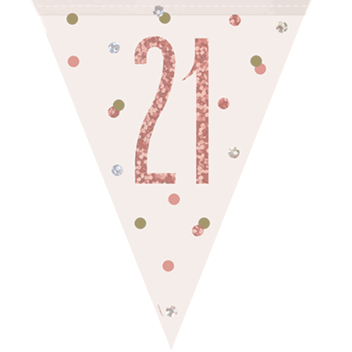 21st Birthday Prismatic Rose Gold Flag Banner 2.74m – Party Shop